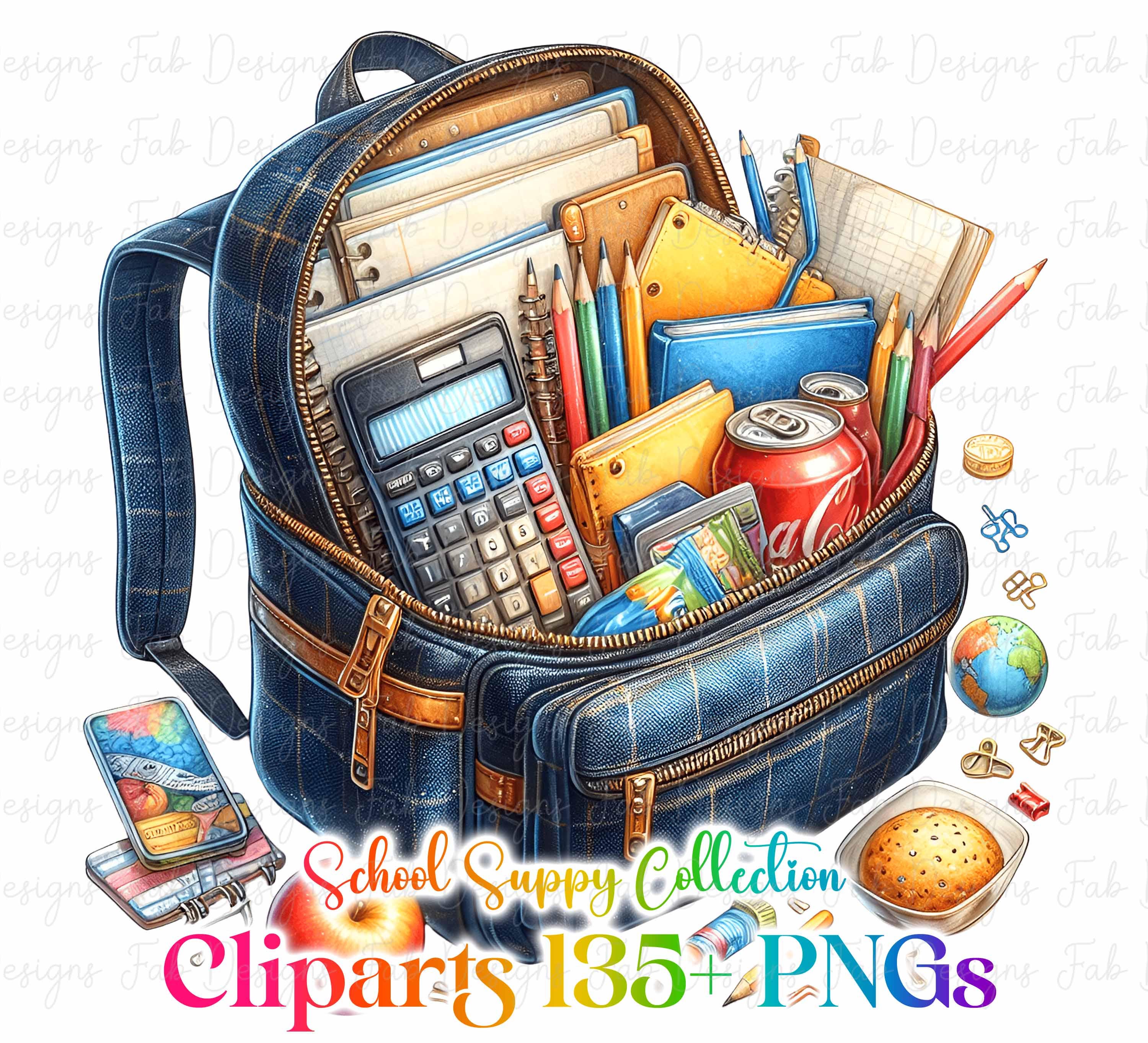 School PNG Back to School Printable Pastel School Supplies Clipart Cute ...