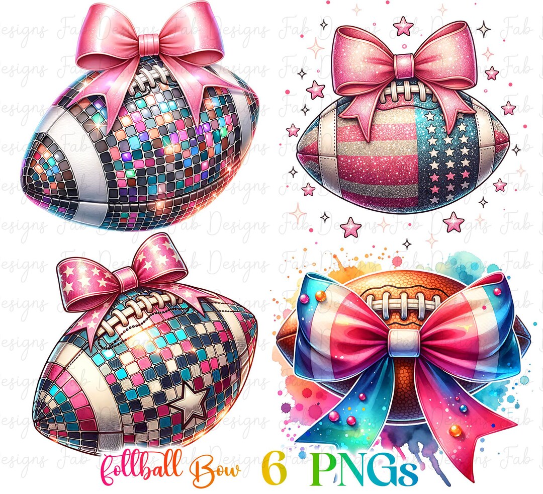 6 Football Sports Coquette Bow Png, Sports PNG Bundle, Football Png ...