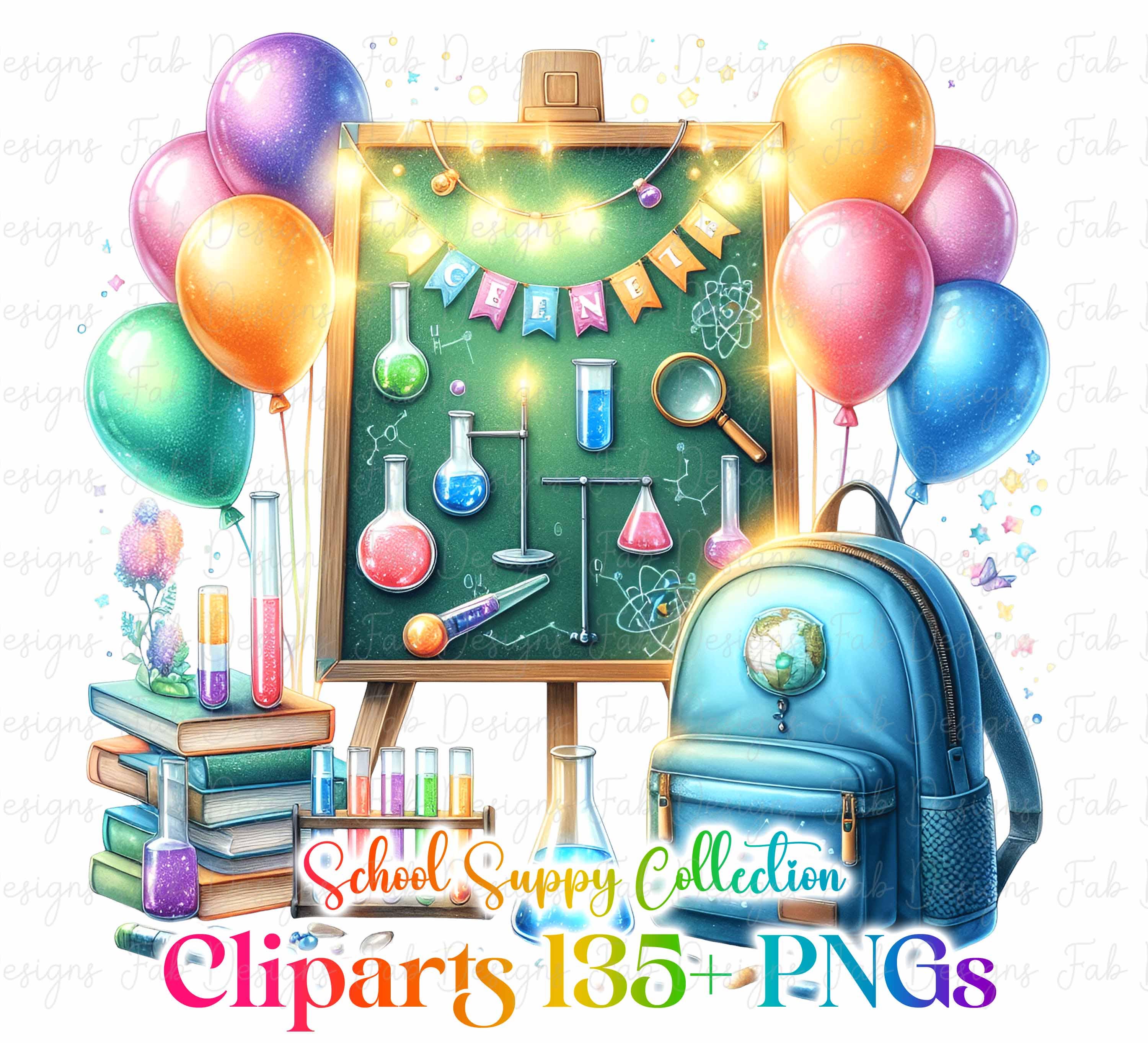 School PNG Back to School Printable Pastel School Supplies Clipart Cute ...