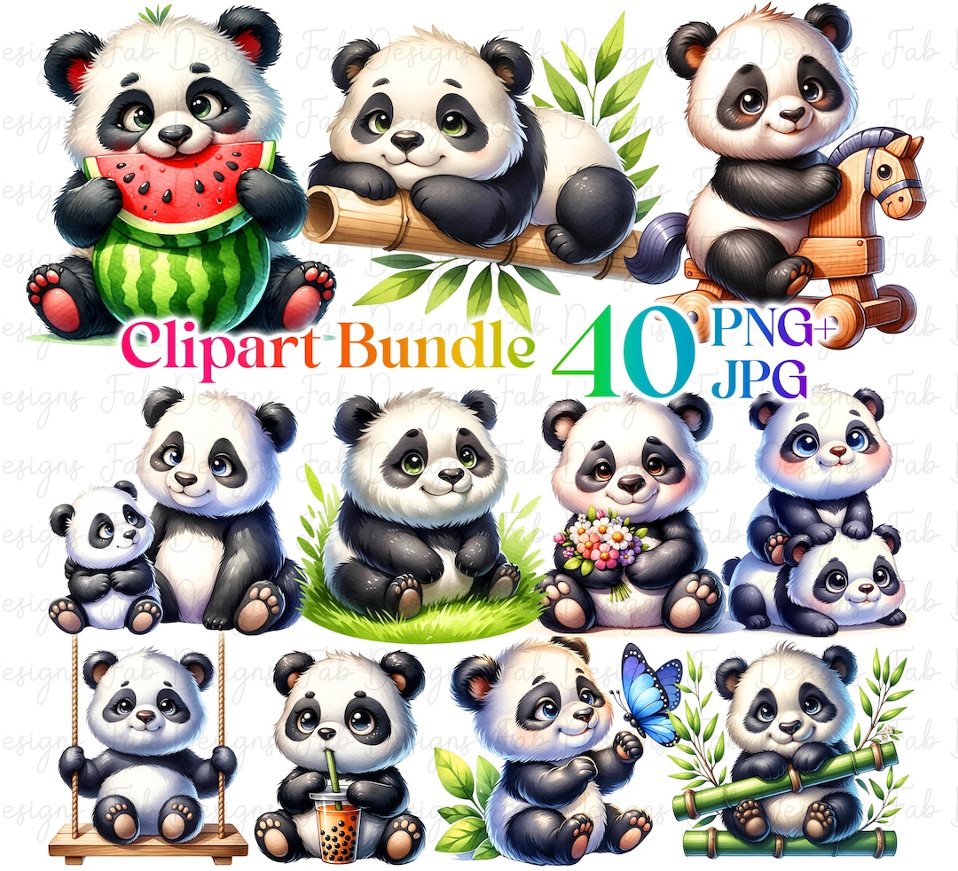 28 Watercolor Panda Clipart,cute Baby Panda Clipart,panda Illustartions ...