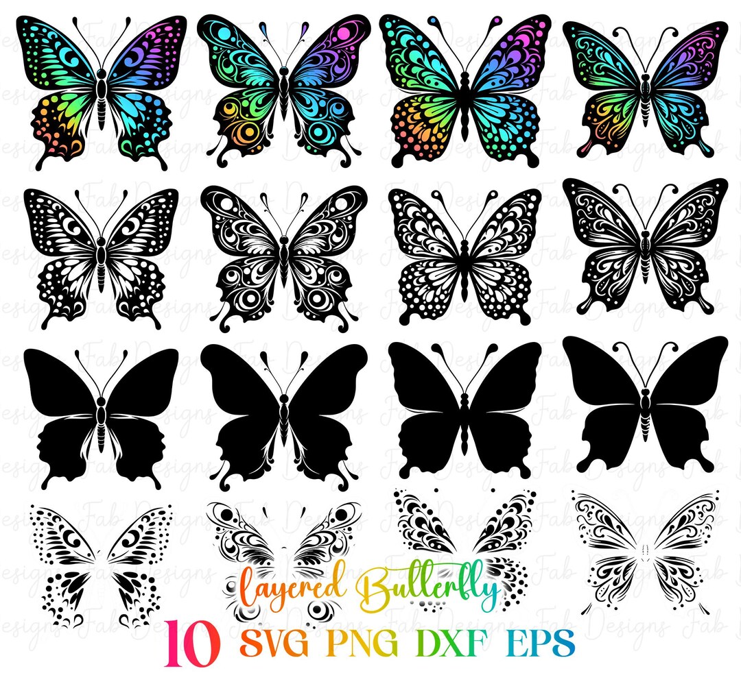 10 Butterfly SVG, Butterfly Bundle SVG Files, Butterfly SVG Layered ...