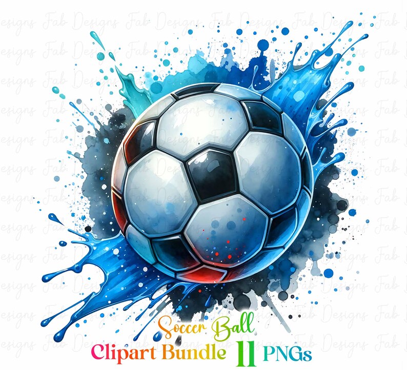 11 Watercolor Football Clipart, Soccer Clipart, Clipart Bundle ...