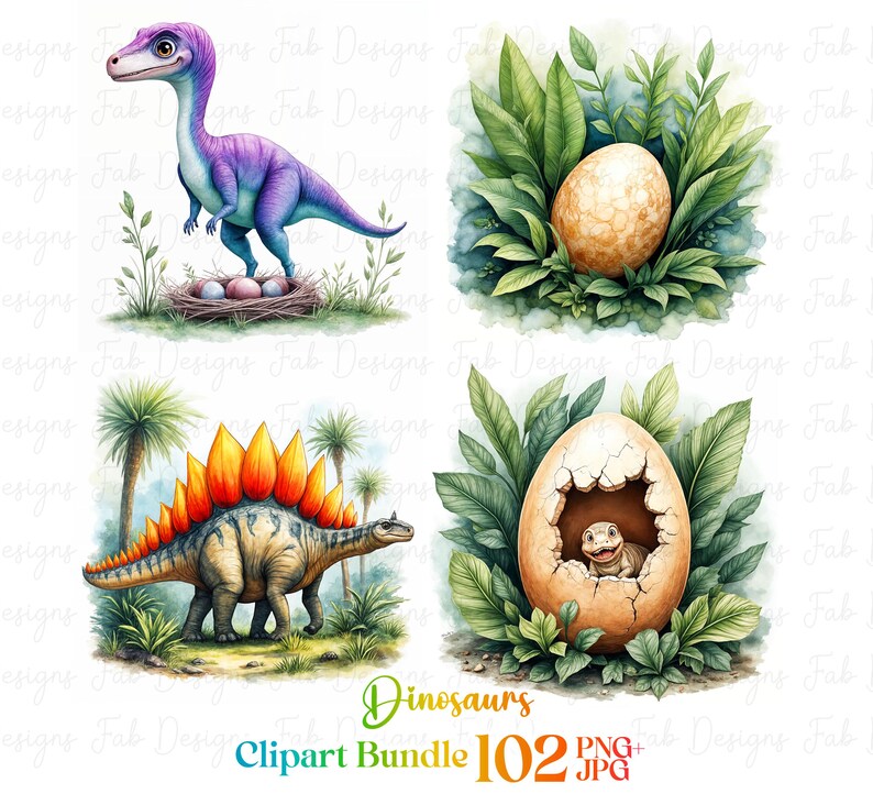 102 Dinosaurs PNG Bundle, Cute Dragon Steampunk Dragon,watercolor ...