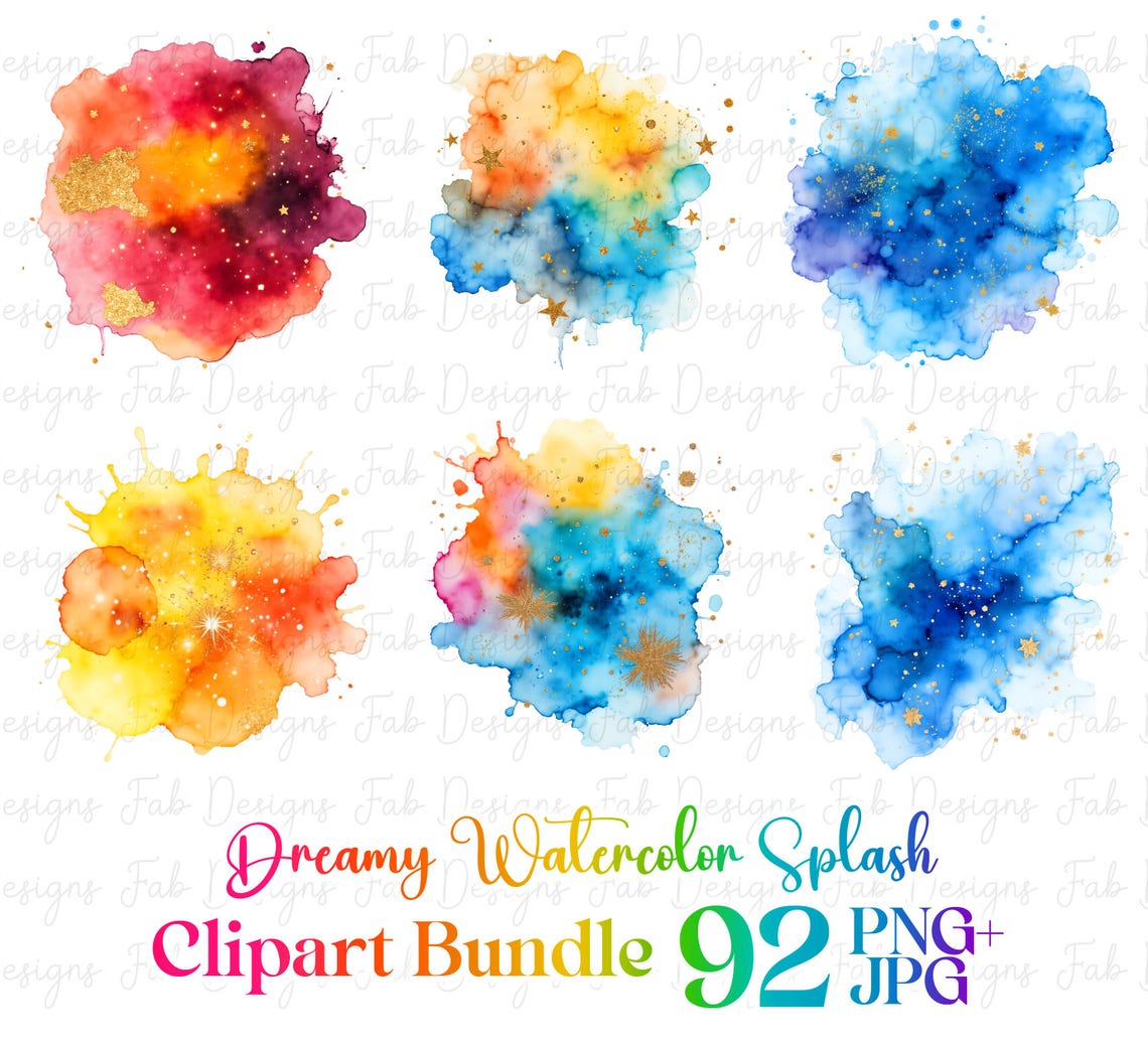 92 Dreamy Watercolor Splash Clipart PNG Paint Splatter Clipart Alcohol ...