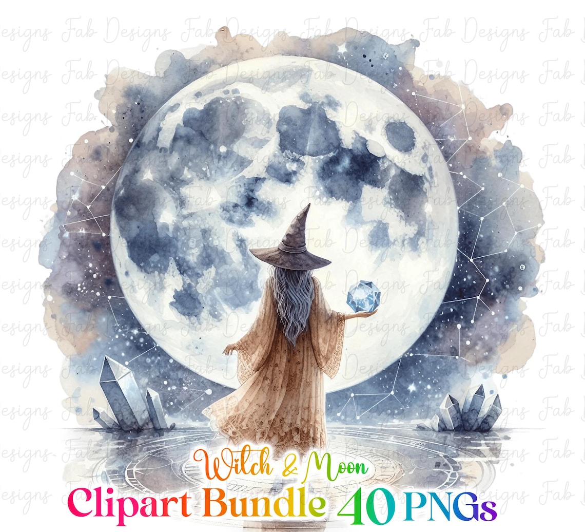 Watercolor Gothic Witch Clipart Collection: 40 Halloween Pngs ...