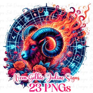 23 Neon Gothic Zodiac Signs PNG Bundle (digital Download) - Etsy