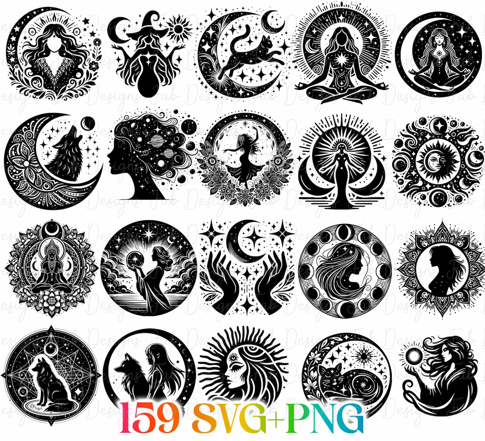 Celestial Moon Phase PNG SVG: Boho Mystical Design (digital Download - Etsy