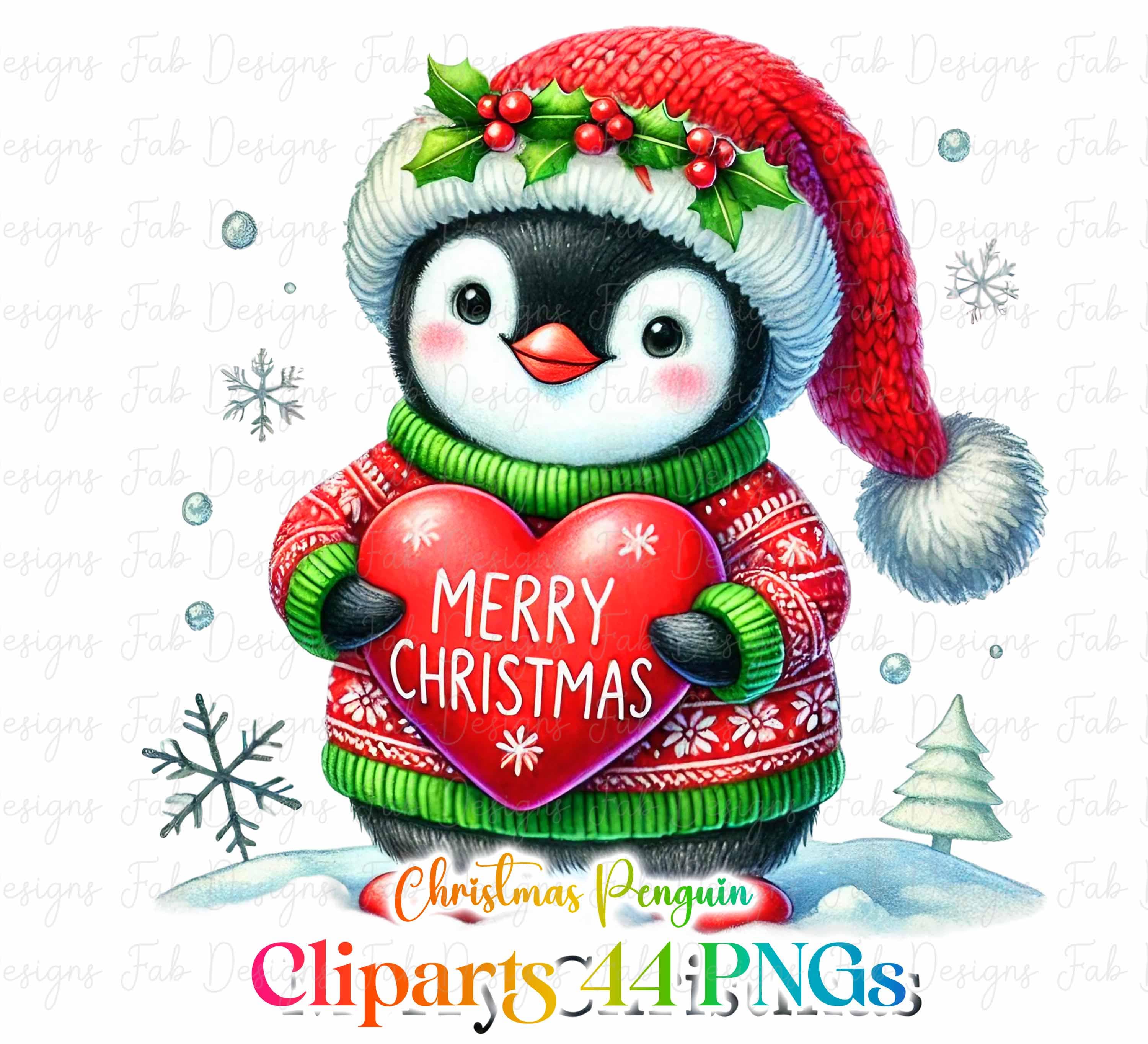 44 Winter Penguin Clipart PNG and JPG, Christmas Penguin Clipart ...