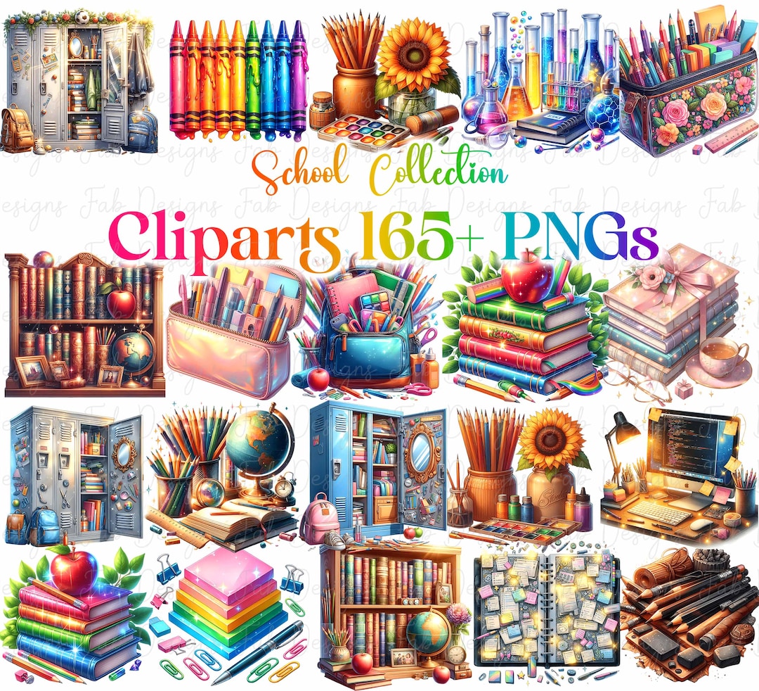 School PNG Back to School Printable Pastel School Supplies Clipart Cute ...