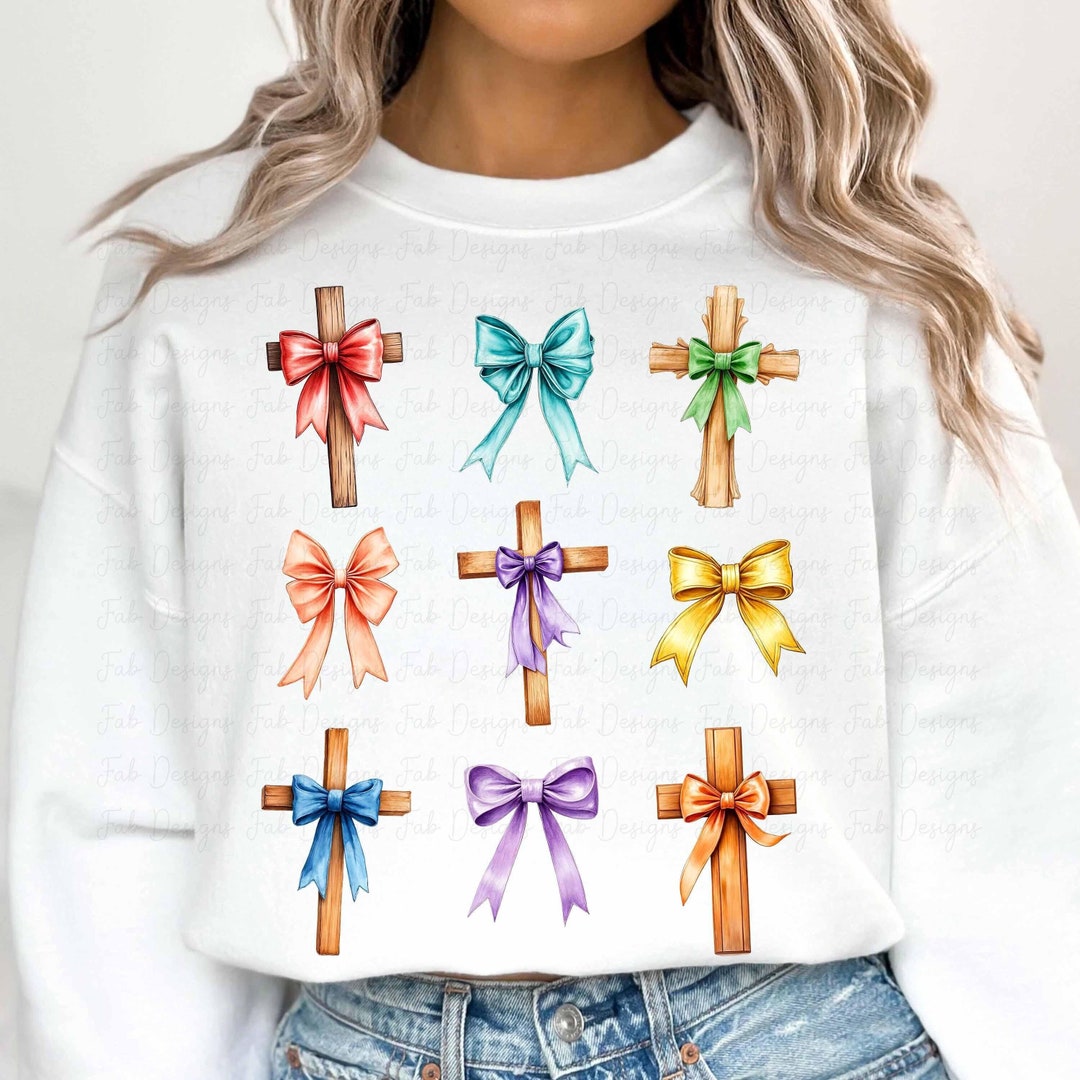 Jesus Cross Coquette Bow Png, Colorful Coquette Bow PNG, Coquette Bow ...