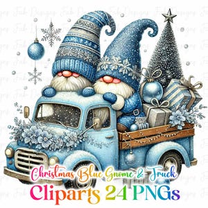 Christmas Gnome & Truck Clipart Bundle: Winter PNG Graphics (digital ...