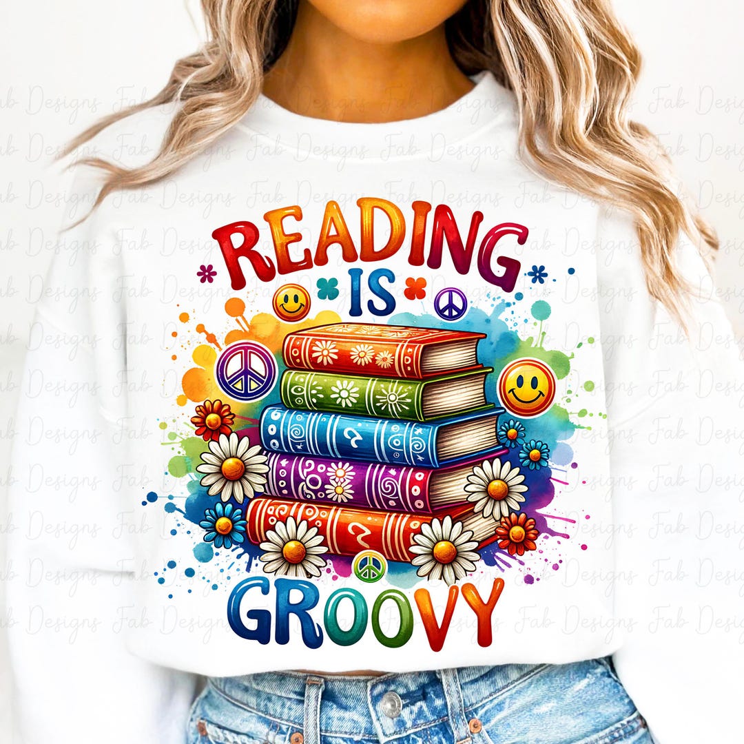 Reading is Groovy PNG: Boho Floral Book Design (digital Download) - Etsy