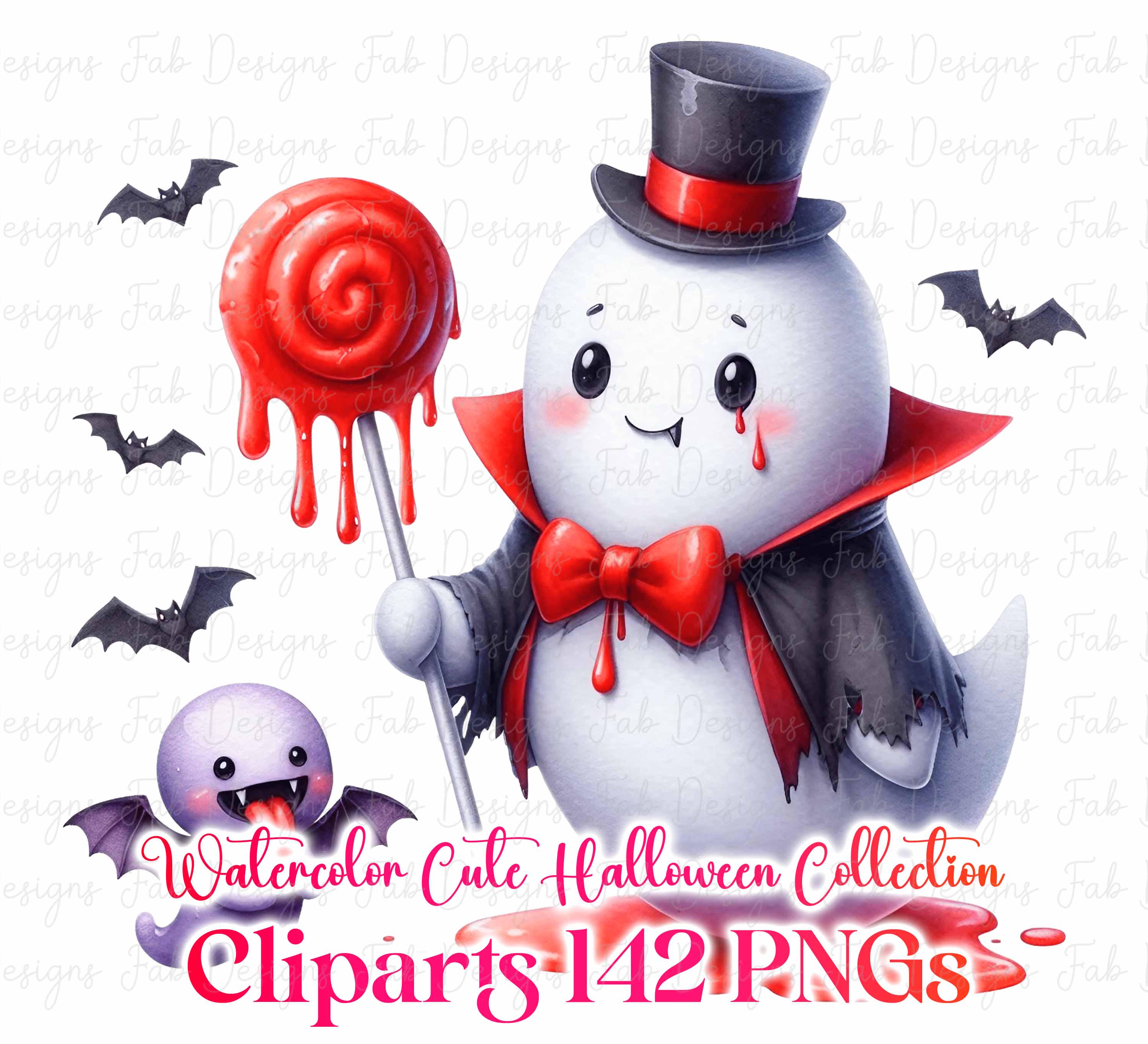 142 Cute Halloween Watercolor Clipart Bundle, Witch Clipart, Black Cat ...