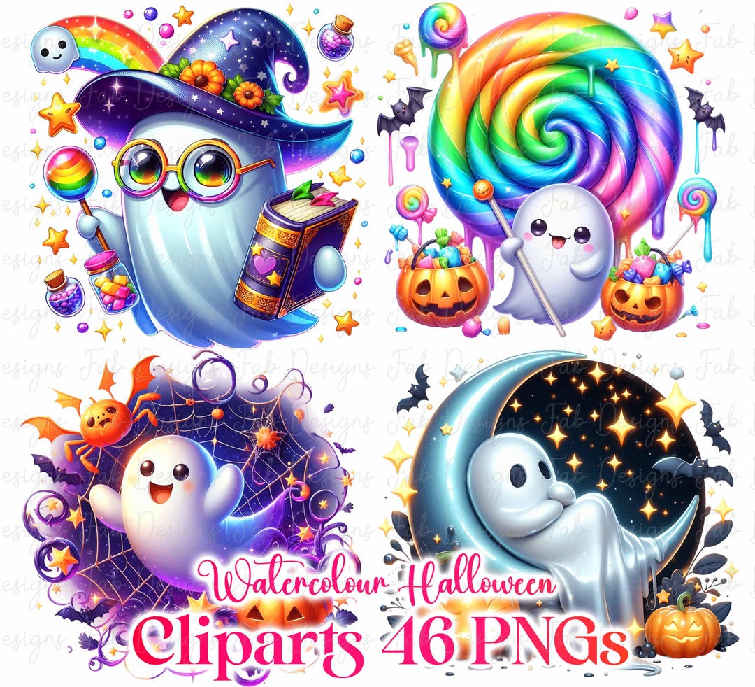 46 Spooky Cute Halloween Ghost Clipart, Cute Ghost, Spooky Halloween ...