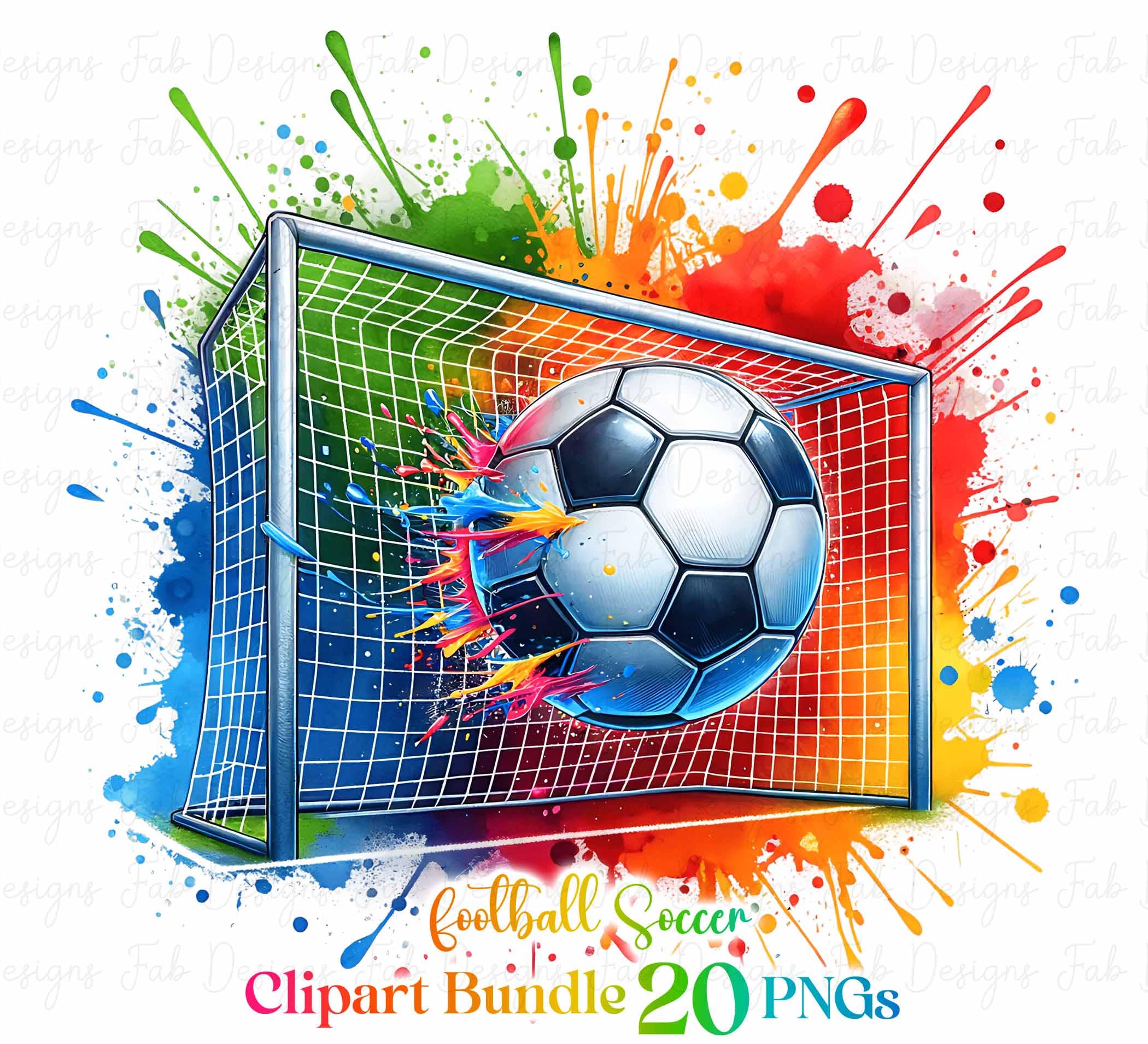 Watercolor Football Clipart Bundle: Soccer Graphics (digital Download ...