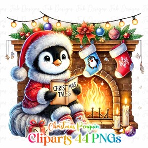 44 Winter Penguin Clipart PNG and JPG, Christmas Penguin Clipart ...