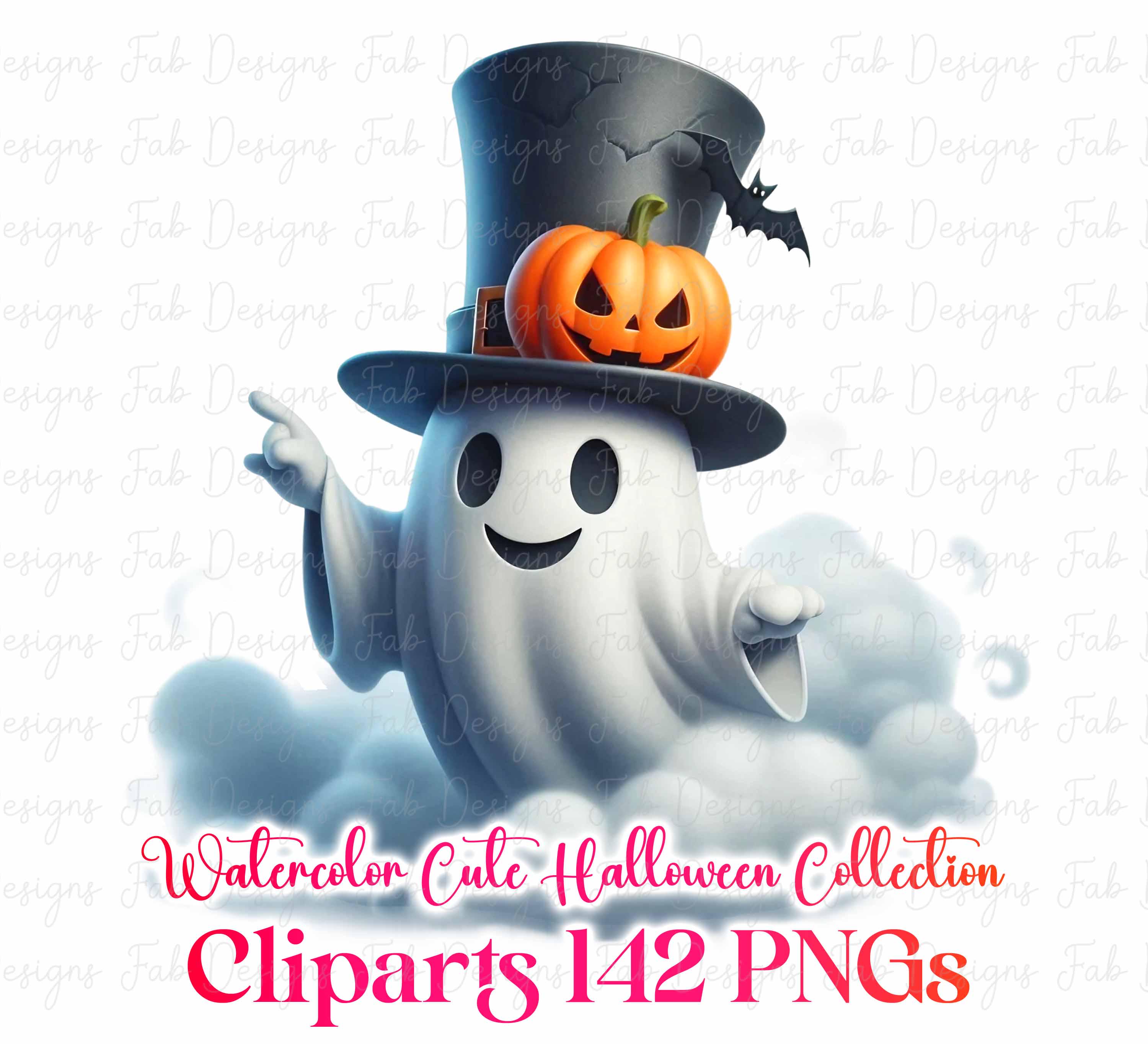 142 Cute Halloween Watercolor Clipart Bundle, Witch Clipart, Black Cat ...
