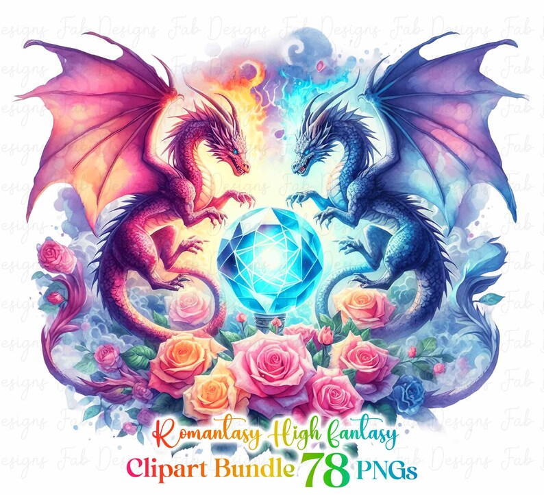 78 Romantasy High Fantasy Clipart, Dragon Rider Clipart, Rose Dragon ...