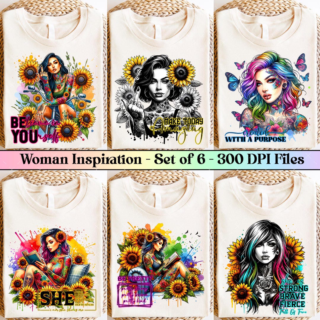 Woman Inspirational Clipart PNG Bundle, Watercolor Woman Motivation ...