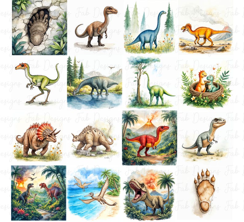 102 Dinosaurs PNG Bundle, Cute Dragon Steampunk Dragon,watercolor ...