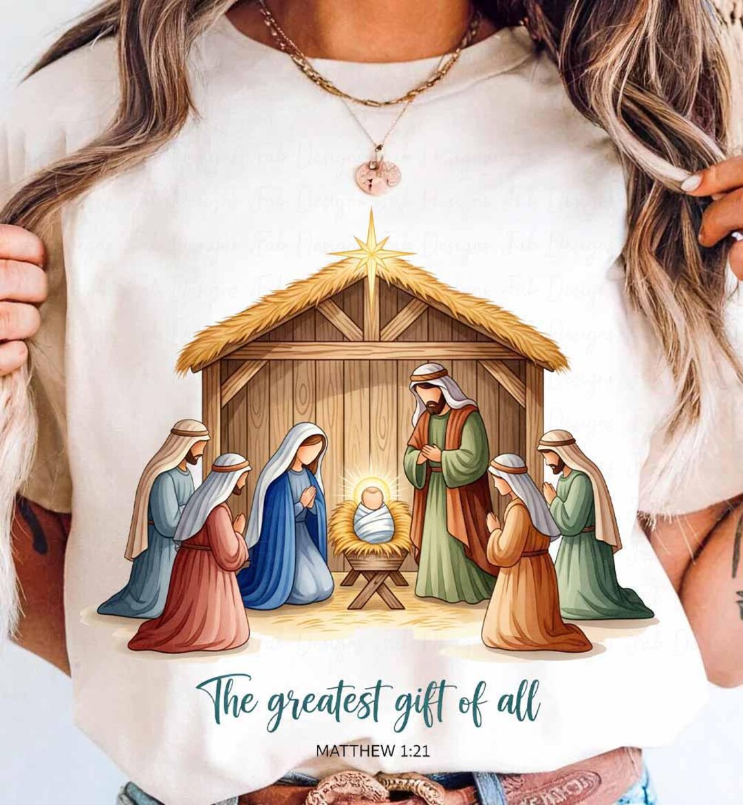 Greatest Gift of All PNG | Bow Nativity Coquette Christmas Sublimation ...