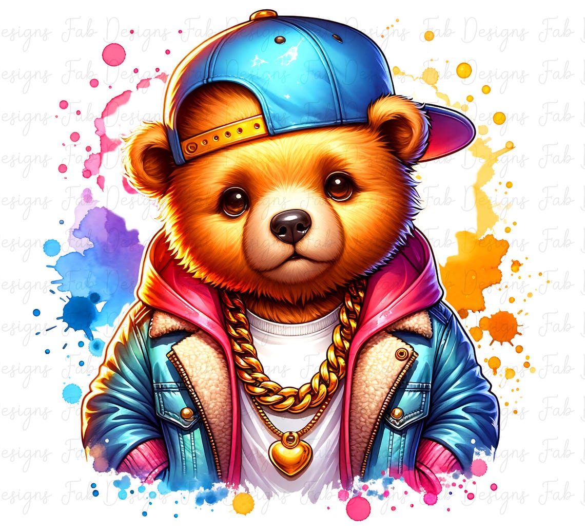 26 Watercolor Cool Bear Collection Clipart Bundle, Birthday Clipart ...