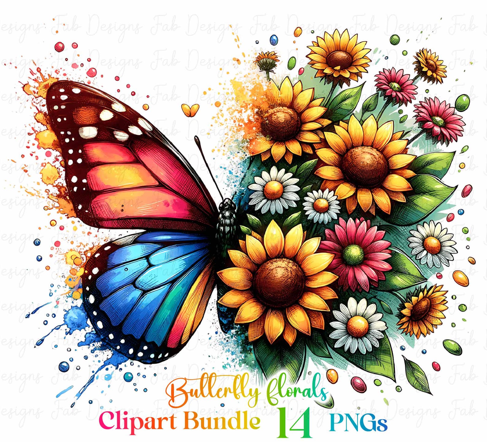 Watercolor Butterfly Clipart Bundle: Rainbow, Lilac, Pink, Purple ...