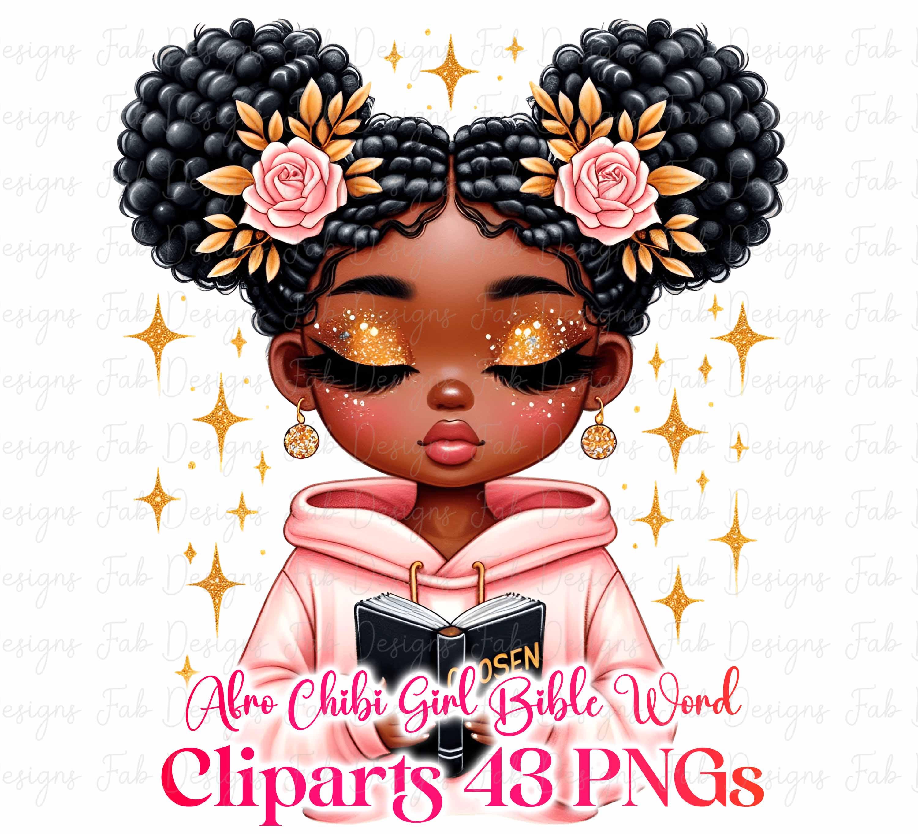 Praying Black Chibi Girl Clipart,afro Faith,jesus & Faith Sublimation ...