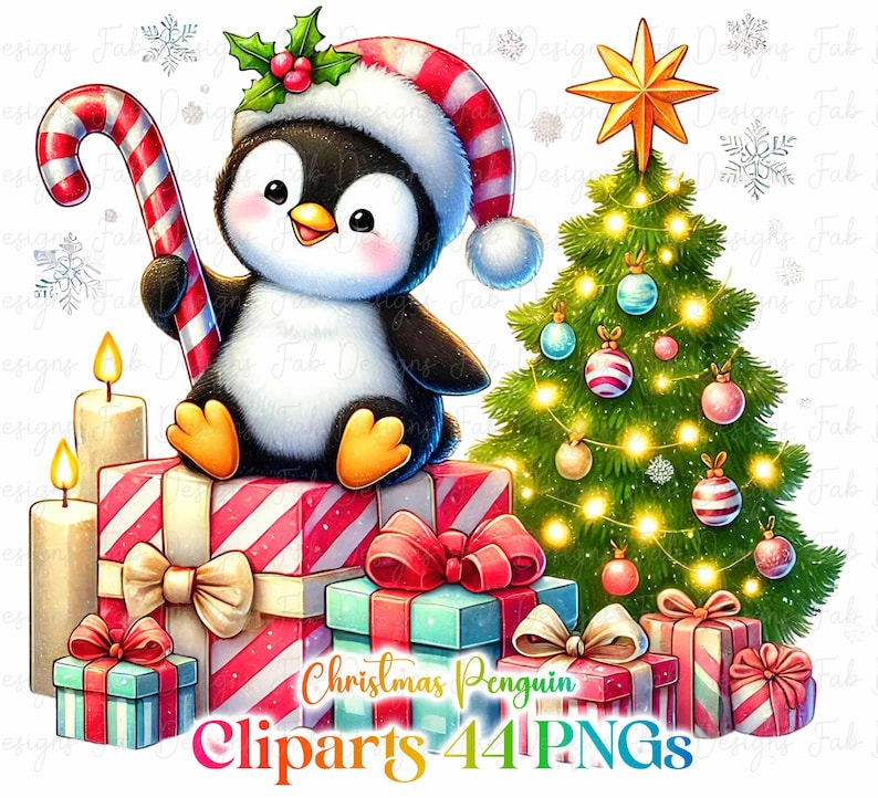 44 Winter Penguin Clipart PNG and JPG, Christmas Penguin Clipart ...