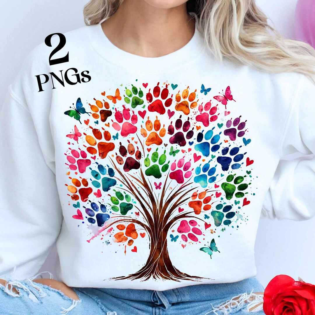 Colorful Paw Print Tree PNG: Dog Lover Design (digital Download) - Etsy