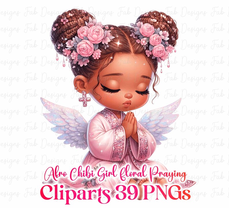 Praying Black Chibi Girl Clipart,afro Faith,jesus & Faith Sublimation ...