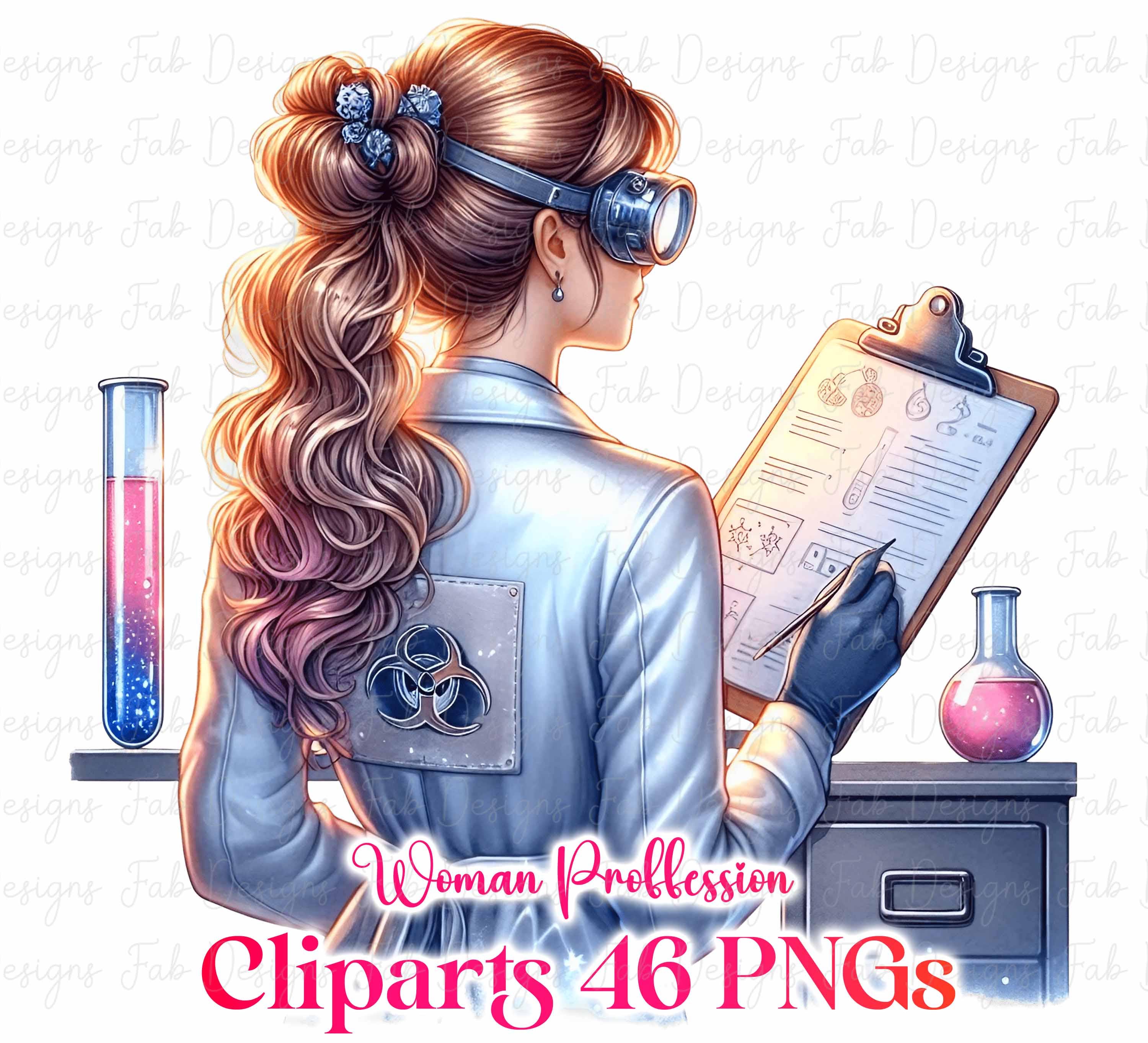 Watercolor Woman Profession Clipart: Career PNG Stickers (digital ...