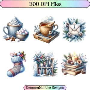 124 Winter Clipart Bundle, Watercolor Frosty Coziness Clipart, Cozy ...