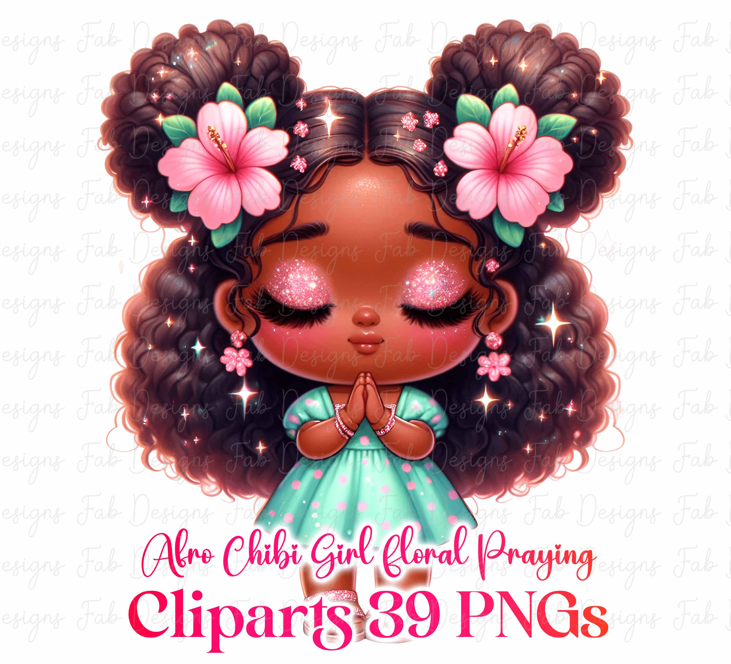 Praying Black Chibi Girl Clipart,afro Faith,jesus & Faith Sublimation ...
