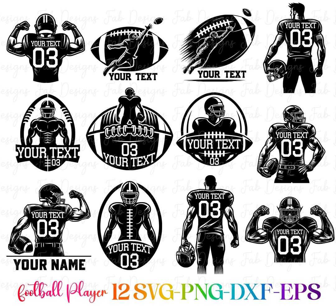 12 Custom Football Player Svg,customize Name Number Player,football Svg ...