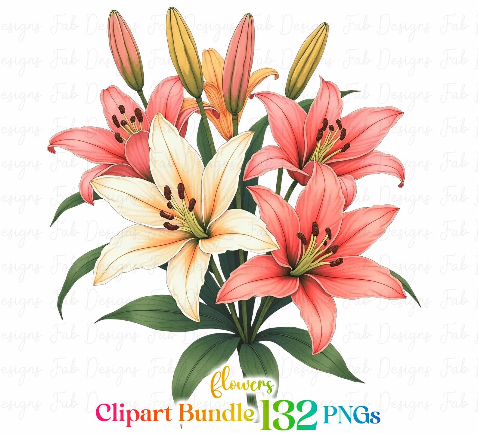 Floral Clipart Mega Bundle: 132 Watercolor Flower Bouquets (PNG ...