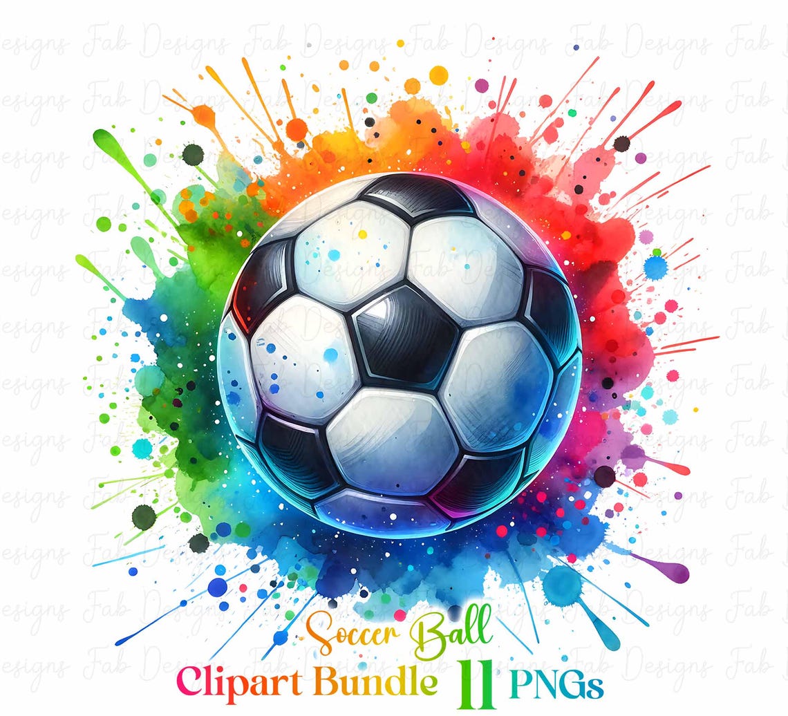 11 Watercolor Football Clipart, Soccer Clipart, Clipart Bundle ...