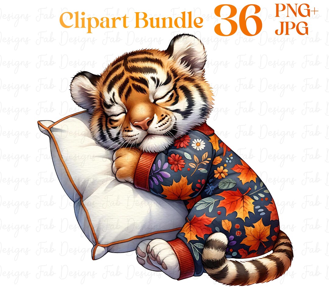 36 Watercolor Sleepy Animal Clipart PNG Bundle, Woodland Animal Bundle ...