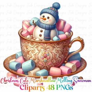 Melting Snowman Hot Cocoa PNG: Winter Digital Download - Etsy