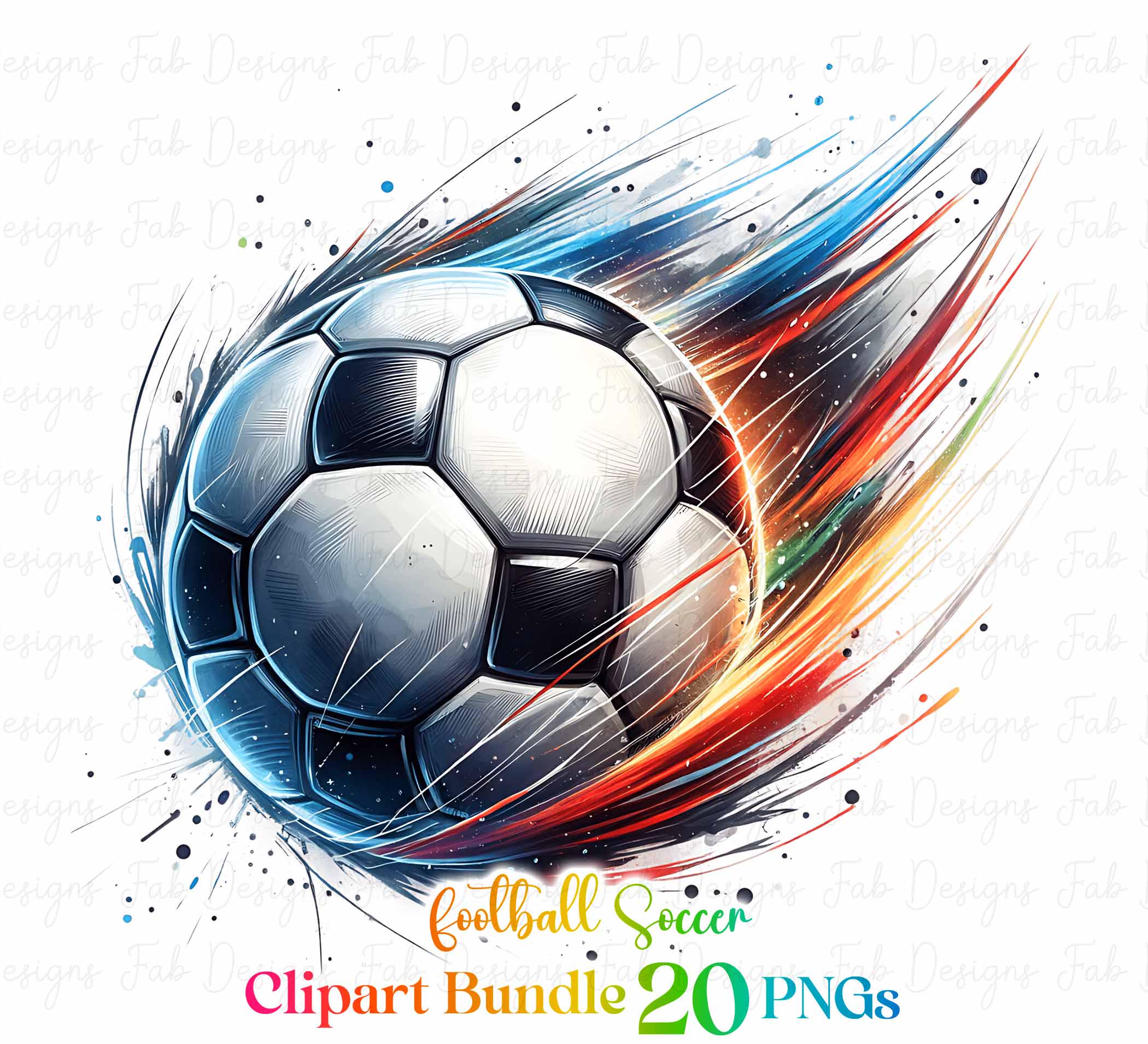 Watercolor Football Clipart Bundle: Soccer Graphics (digital Download ...
