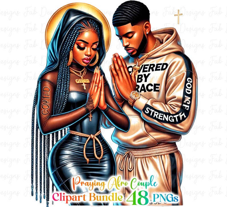 Praying Black Couple Png Clipart Bundle Digital Download Etsy