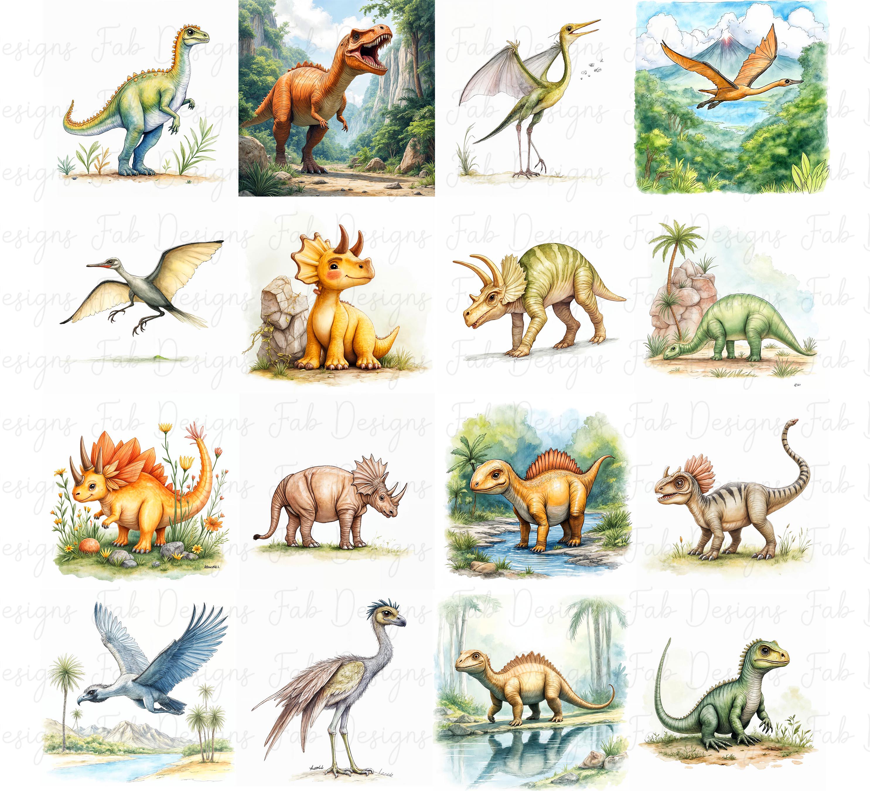 102 Dinosaurs PNG Bundle, Cute Dragon Steampunk Dragon,watercolor ...