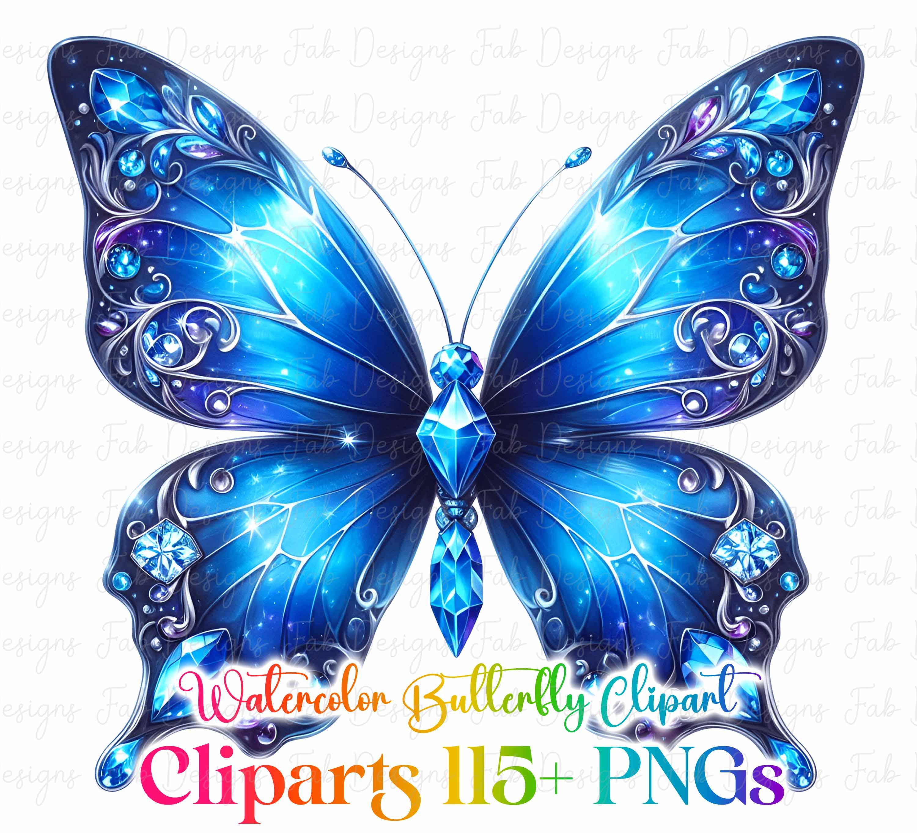 Watercolor Butterfly Clipart Bundle: 115+ Butterfly PNG Graphics ...