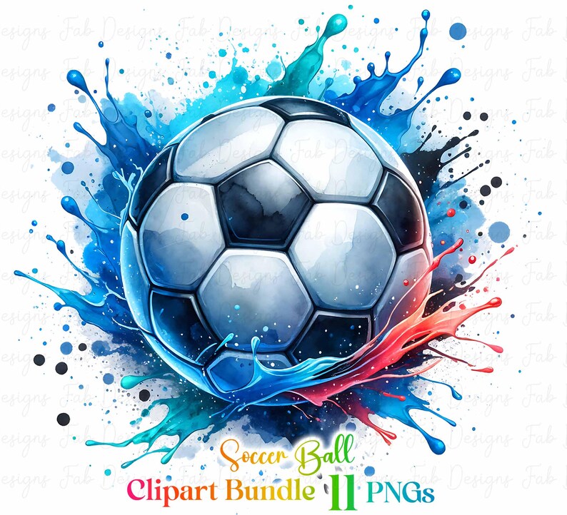 11 Watercolor Football Clipart, Soccer Clipart, Clipart Bundle ...