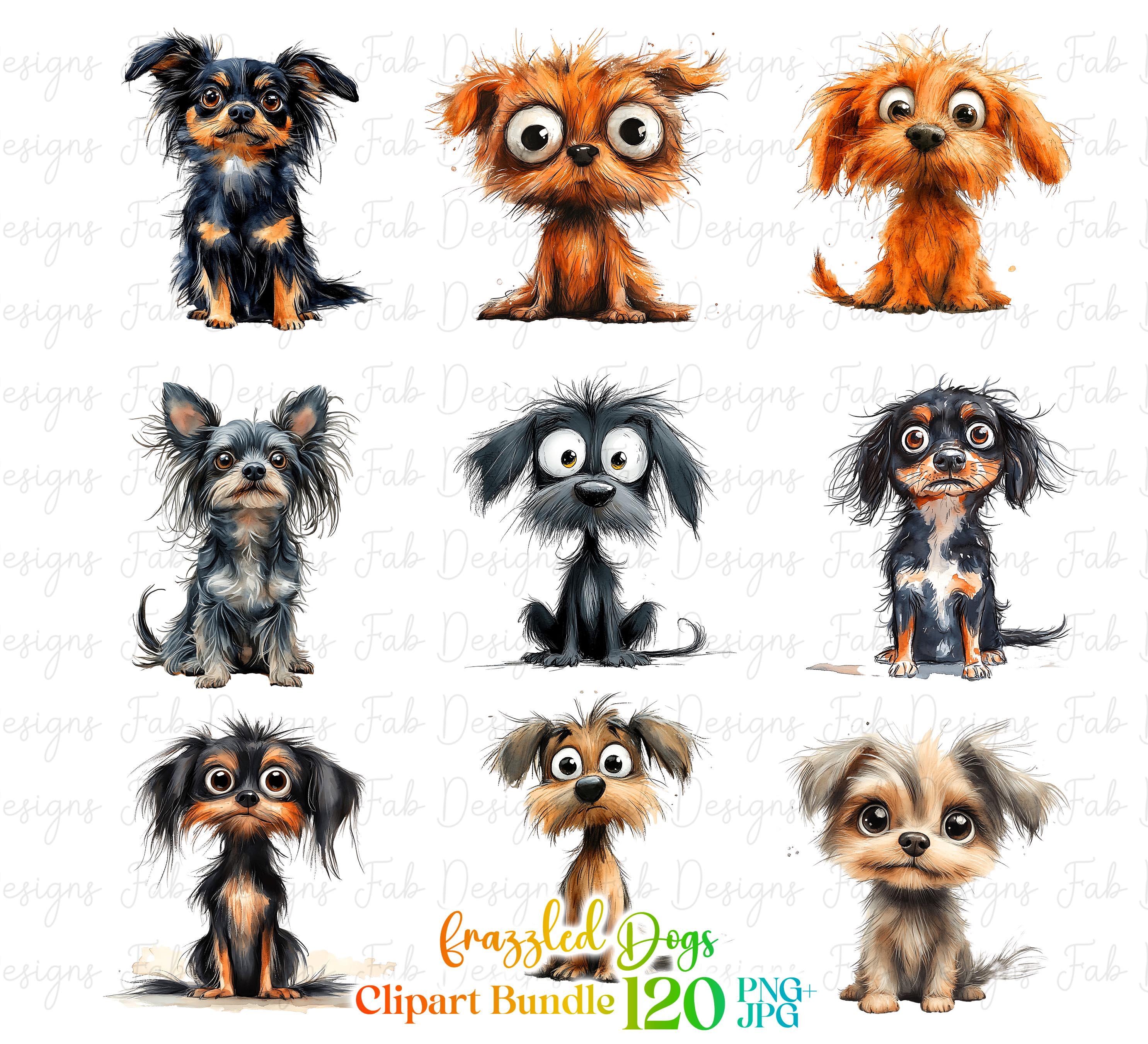 120 Frazzled Dog Clipart, Cute Wild One Birthday Watercolor Baby Animal ...