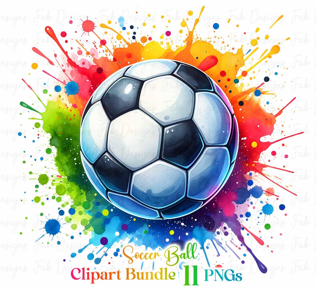 11 Watercolor Football Clipart, Soccer Clipart, Clipart Bundle ...