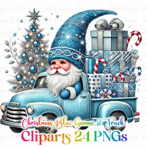 Christmas Gnome & Truck Clipart Bundle: Winter PNG Graphics (digital ...