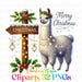 Christmas Llama PNG Clipart, Holiday Alpaca With Wreath & Gift, Festive ...