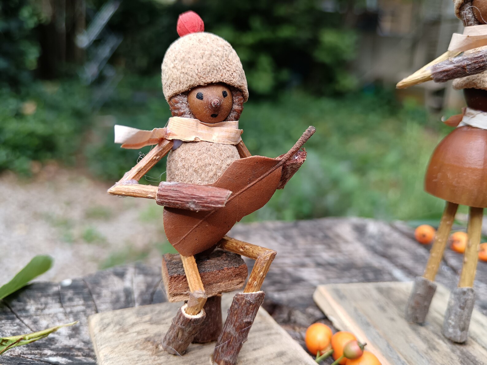 Whimsical Nature-inspired Guitar Player Handmade Miniature With Wood ...