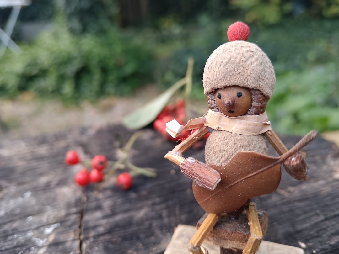 Whimsical Nature-inspired Guitar Player Handmade Miniature With Wood ...